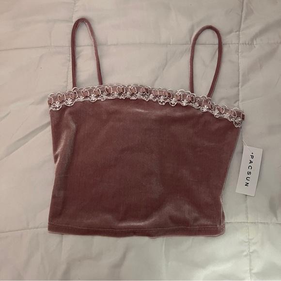 PacSun | Tops | Pacsun Velvet Lacy Cropped Tank | Poshmark